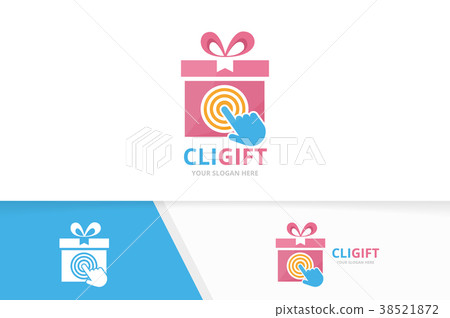 Vector gift and click logo combination. Present - Stock Illustration ...