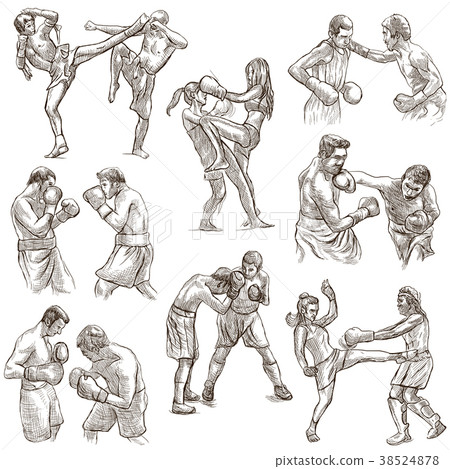 Box. Boxing Sport. Collection - freehand sketching - Stock Illustration ...
