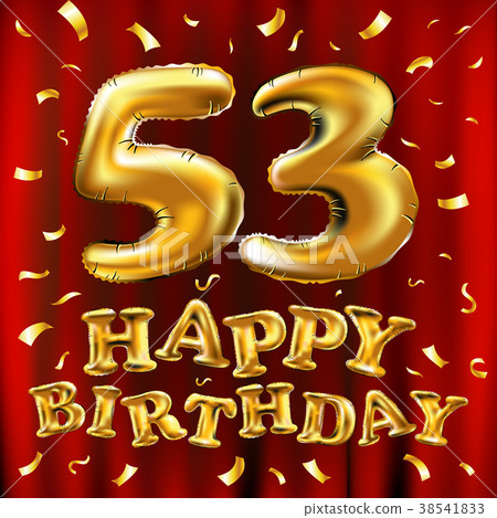 Vector Happy Birthday 53 Celebration Gold Balloon Stock Illustration