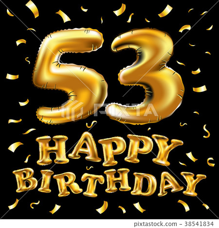 vector happy birthday 53 celebration gold balloon - Stock Illustration ...