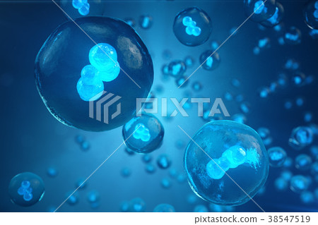 Human or animal cells on blue background. Concept - Stock Illustration ...