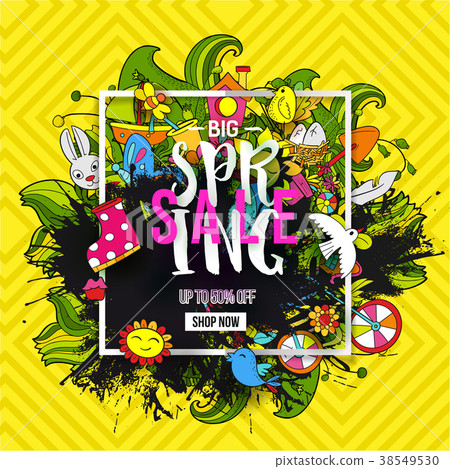 Spring sale doodle with splash - Stock Illustration [38549530] - PIXTA