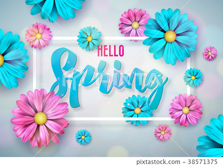 Spring nature design with beautiful colorful - Stock Illustration ...