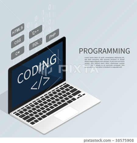 programmer coding binary computer isometric-插圖素材 [38575908] - PIXTA圖庫