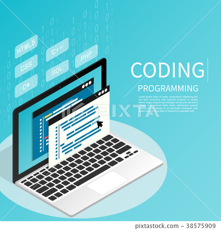 programmer coding binary computer isometric - Stock Illustration [38575909] - PIXTA