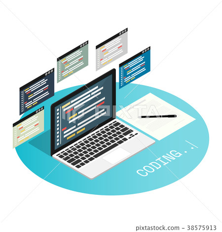 programmer coding binary computer isometric - Stock Illustration [38575913] - PIXTA