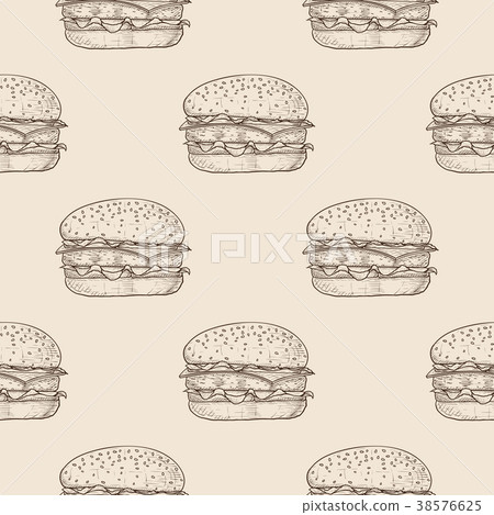Hamburger. Seamless pattern. Hand drawn sketch on - Stock Illustration ...