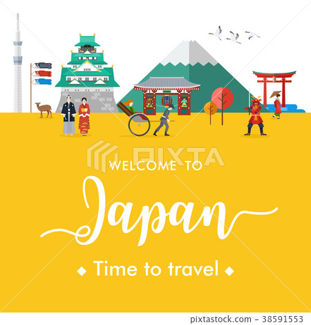 Flat design, Welcome to Japan Banner-插圖素材 [38591553] - PIXTA圖庫