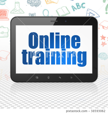 Learning concept: Tablet Computer with Online - Stock Illustration ...