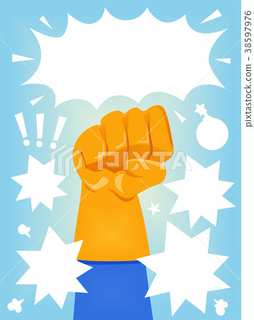 Hand Super Hero Punch Call Out Illustration - Stock Illustration ...