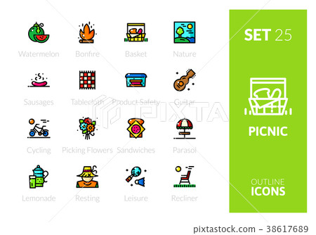 Outline color icons set - Stock Illustration [38617689] - PIXTA