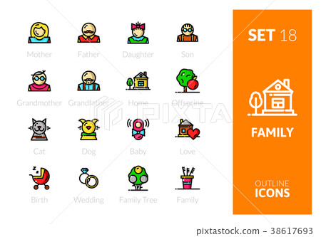 Outline color icons set - Stock Illustration [38617693] - PIXTA