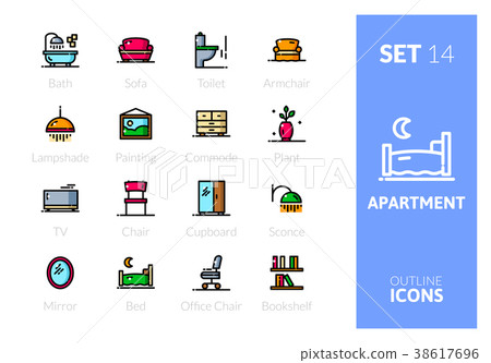 Outline color icons set - Stock Illustration [38617696] - PIXTA