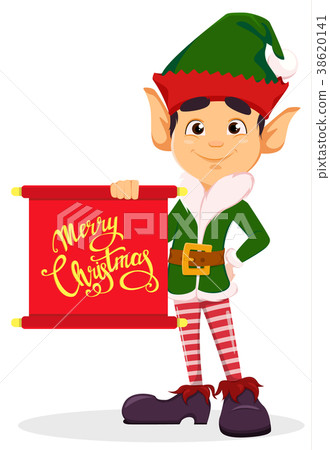 Elf holding scroll with greetings. - Stock Illustration [38620141] - PIXTA