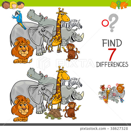 find differences with safari animals characters - Stock Illustration ...
