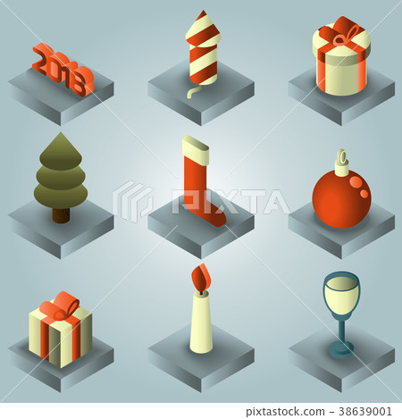New year gradient isometric icons - Stock Illustration [38639001] - PIXTA