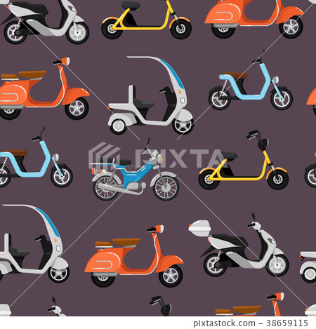 Seamless pattern with motor scooters - Stock Illustration [38659115 ...