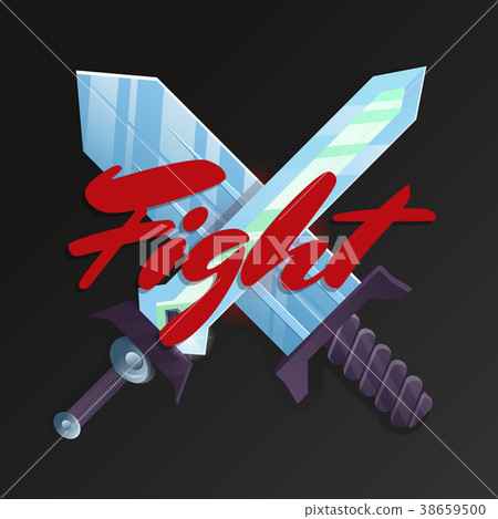 Fight game element with crossed swords - Stock Illustration [38659500 ...