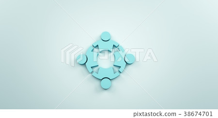 Light blue Color Background with a Team of People - Stock Illustration ...