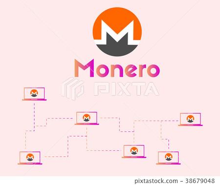 Cryptocurrency monero technology network - Stock Illustration [38679048 ...