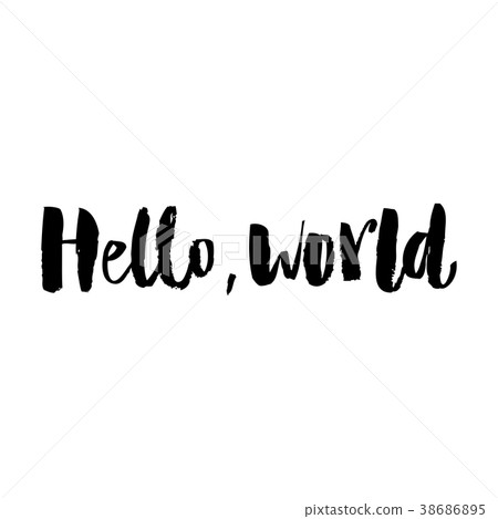 Hello world. Modern calligraphy text, handwritten - Stock Illustration ...