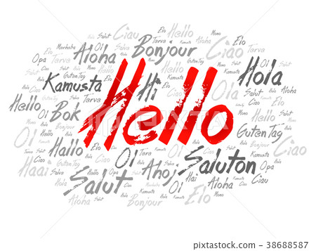 Hello word cloud in different languages - Stock Illustration [38688587 ...