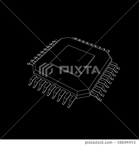 CPU processor icon. Isolated on black background. - Stock Illustration ...