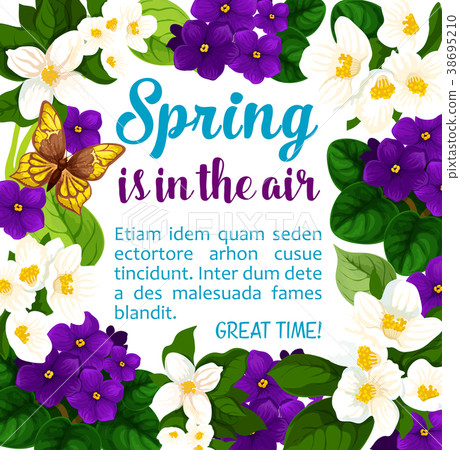 Vector spring holiday flowers bloom poster - Stock Illustration ...