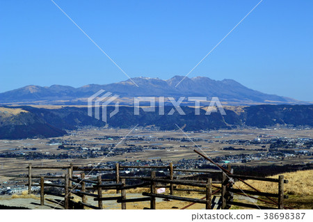 A view of Aso mountain from Aso panorama line... - Stock Photo ...