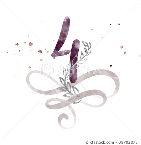 Calligraphic number four 4 vintage isolated on - Stock Illustration ...