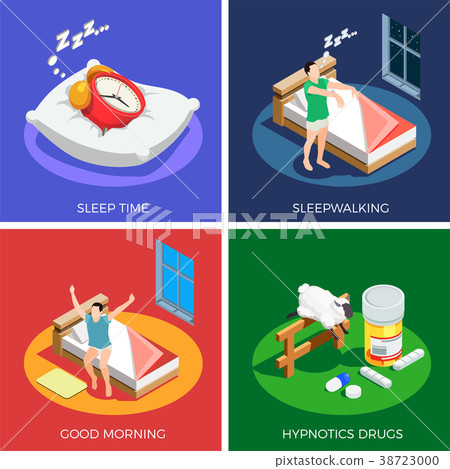 Sleep Time Isometric Design Concept - Stock Illustration [38723000] - PIXTA