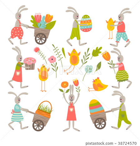 Vintage elements set of easter theme. - Stock Illustration [38724570 ...
