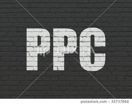 Marketing concept: PPC on wall background - Stock Illustration ...