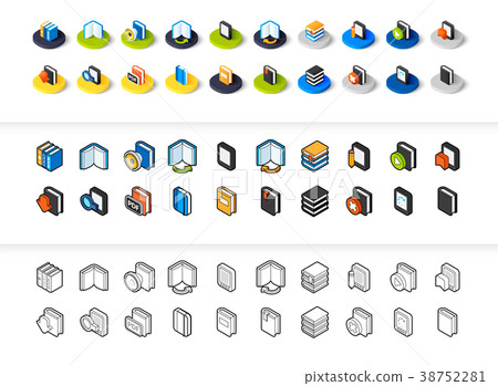 Set of icons in different style - isometric flat - Stock Illustration ...