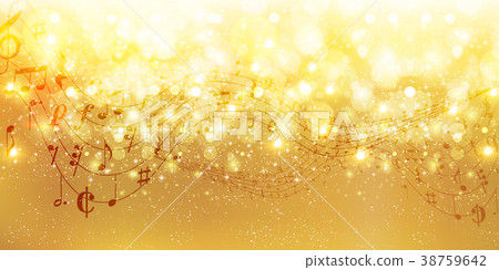 Musical note sheet music gold background - Stock Illustration [38759642 ...