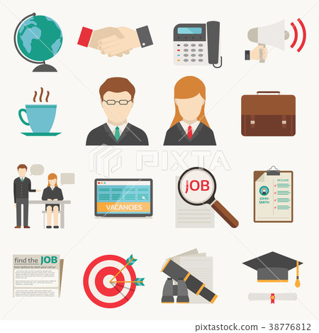 Vector job search icon set computer office concept - Stock Illustration ...