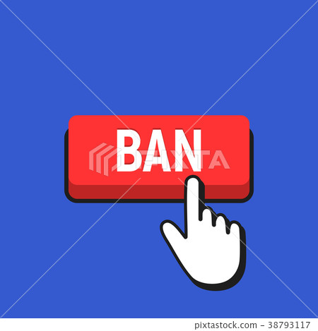 Hand Mouse Cursor Clicks the Ban Button. - Stock Illustration [38793117 ...