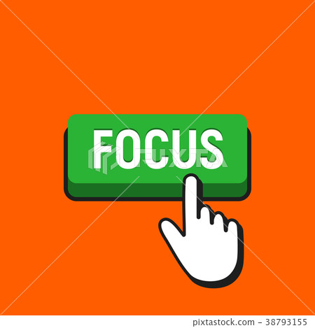 Hand Mouse Cursor Clicks the Focus Button. - Stock Illustration ...