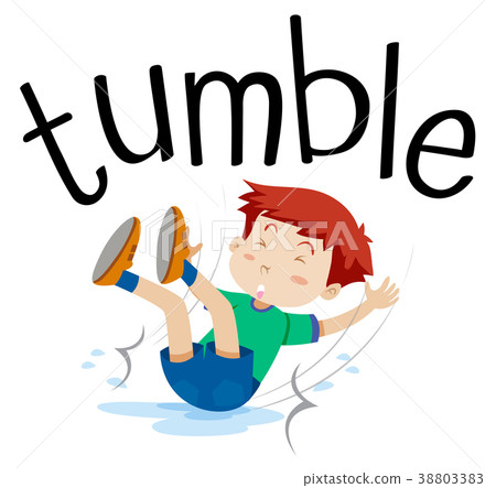 Wordcard for tumble with boy tumbling-插圖素材 [38803383] - PIXTA圖庫