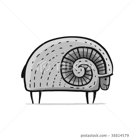 Cute ram, simple sketch for your design - Stock Illustration [38814579 ...