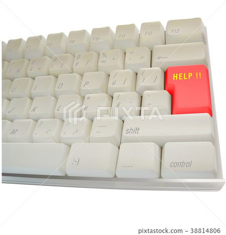 Old Computer Keyboard with a Red Help Key - Stock Illustration ...