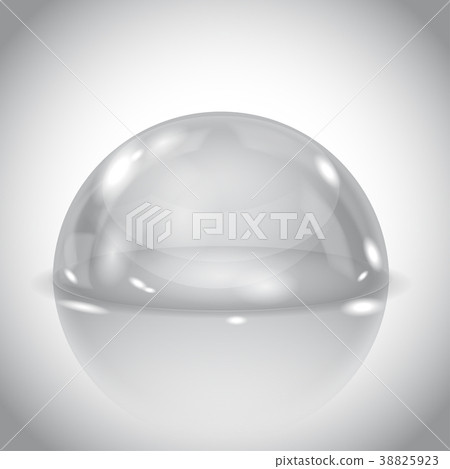 Glass dome. Shiny transparent semi sphere on gray - Stock Illustration ...