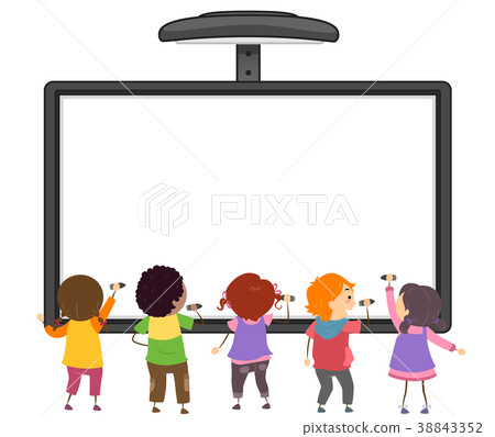 Stickman Kids Write Interactive Board Illustration-插圖素材 [38843352 ...