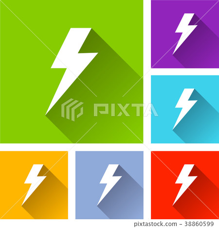 thunder icons with long shadow - Stock Illustration [38860599] - PIXTA