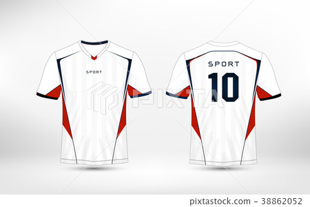 White, red and blue pattern sport football kits. - Stock Illustration ...