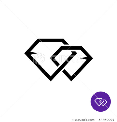 Two diamonds together line style logo. - Stock Illustration [38869095 ...