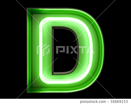 Neon green light alphabet character D font-插圖素材 [38869153] - PIXTA圖庫