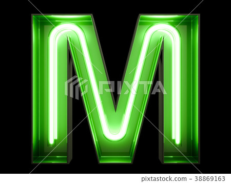 Neon green light alphabet character M font - Stock Illustration ...