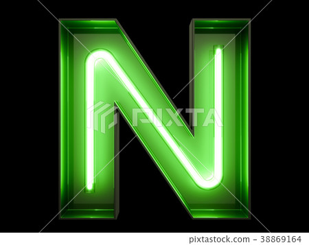 Neon green light alphabet character N font - Stock Illustration ...