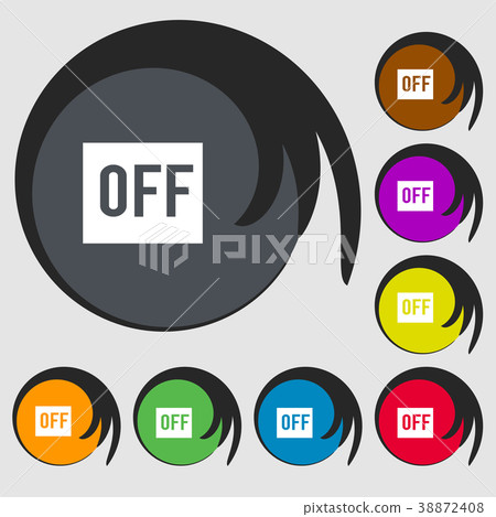 OFF icon sign. Symbols on eight colored buttons. V - Stock Illustration ...